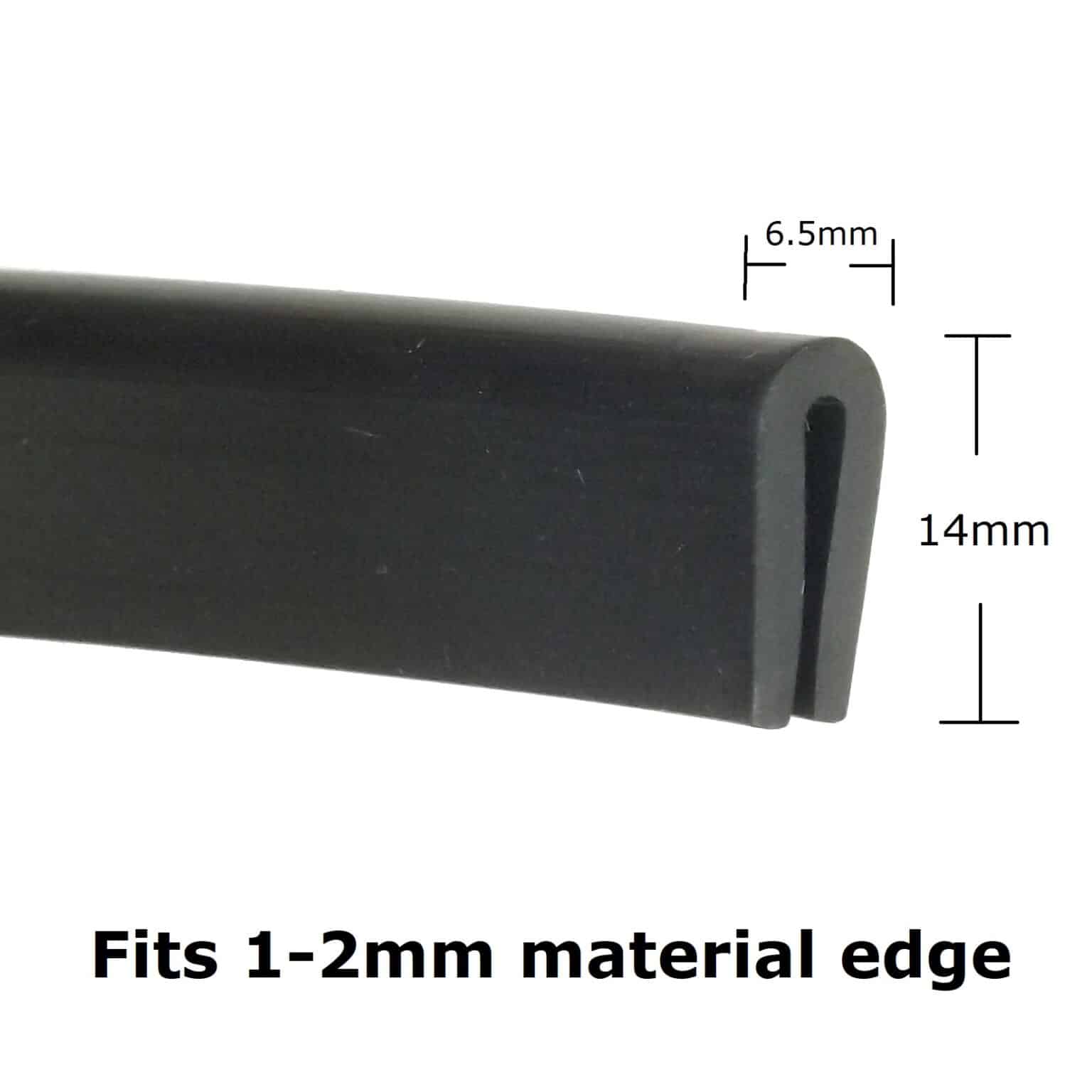 Black PVC Rubber U-Shape Edge Trim - The Metal House